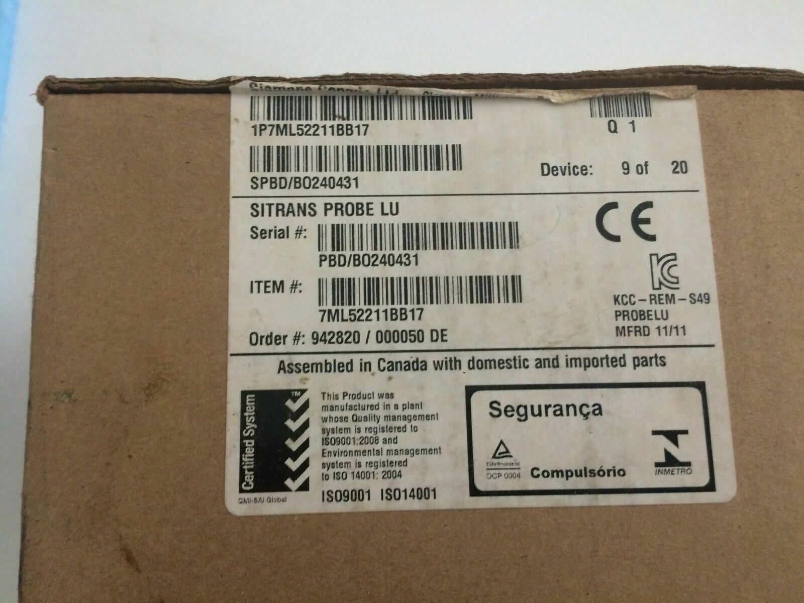 Siemens milltronics level probe ultrasonic level transmitter 7ML5221-1 ...