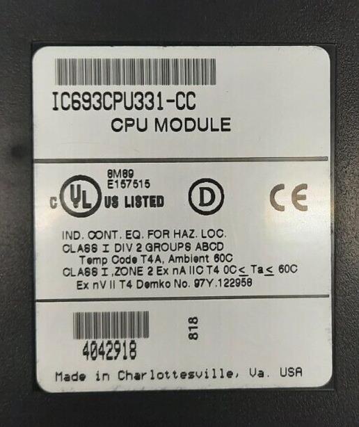 GE FANUC IC693CPU331-CC CPU MODULE – Boyut-Endustriyel