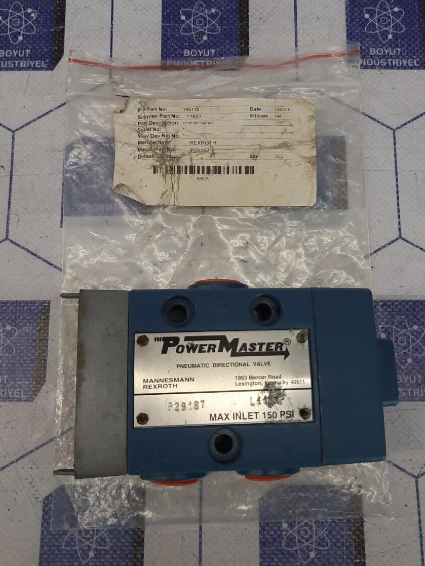 MANNESNANN REXROTH POWER MASTER-PNEUMATIC DIRECTIONAL VALVE P29187 ...