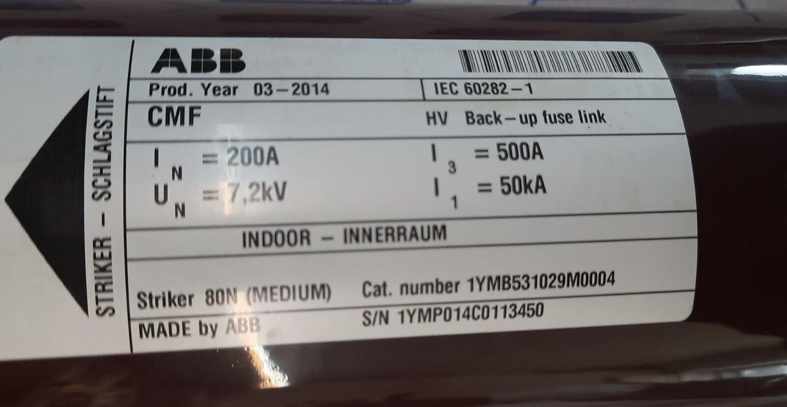ABB 1YMB531029M004 FUSE-LINK CMF 7.2kV-250A – Boyut-Endustriyel