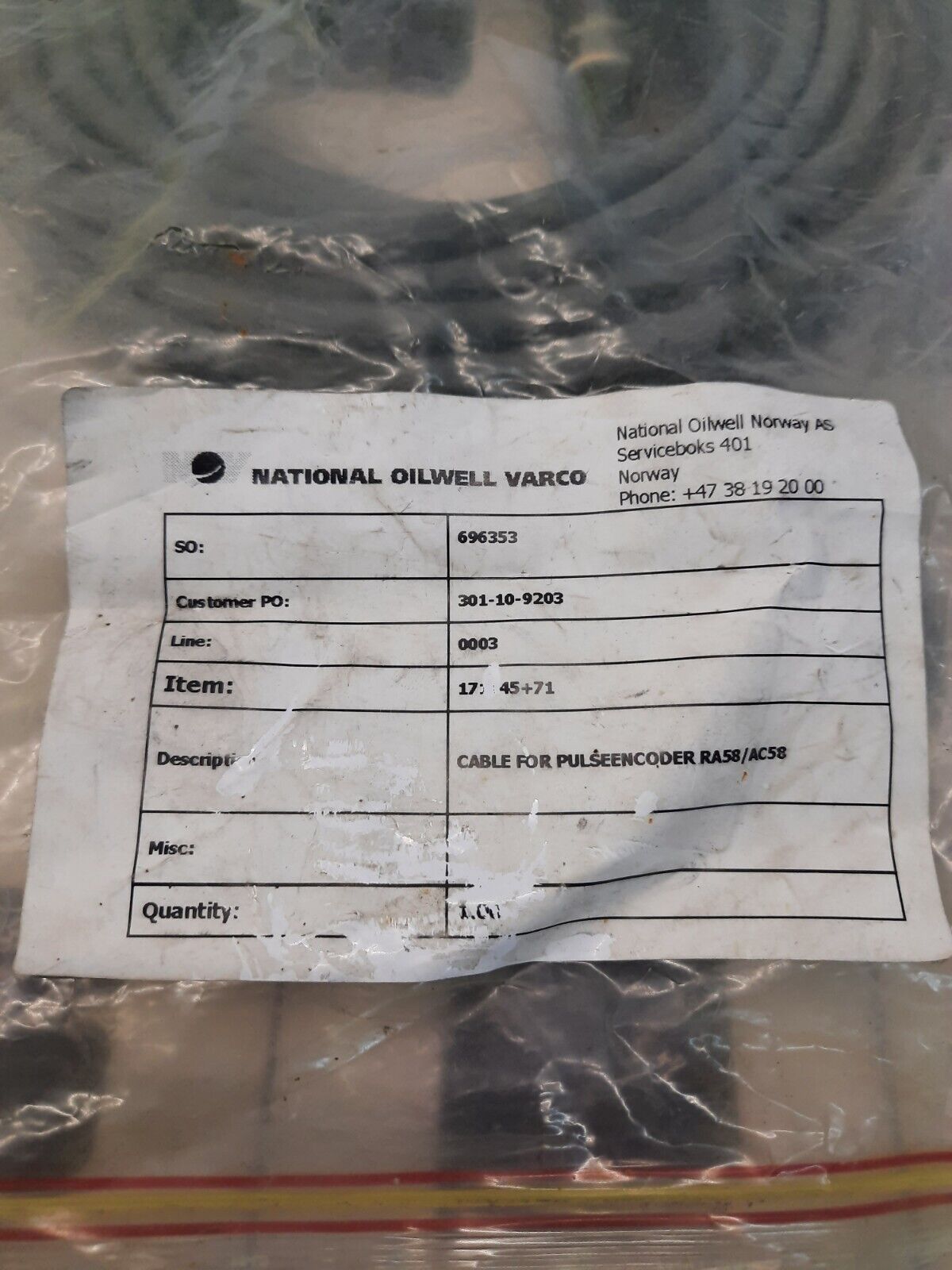 NATIONAL OILWELL VARCO RA58/AC58 CABLE FOR PULSE ENCODER – Boyut ...
